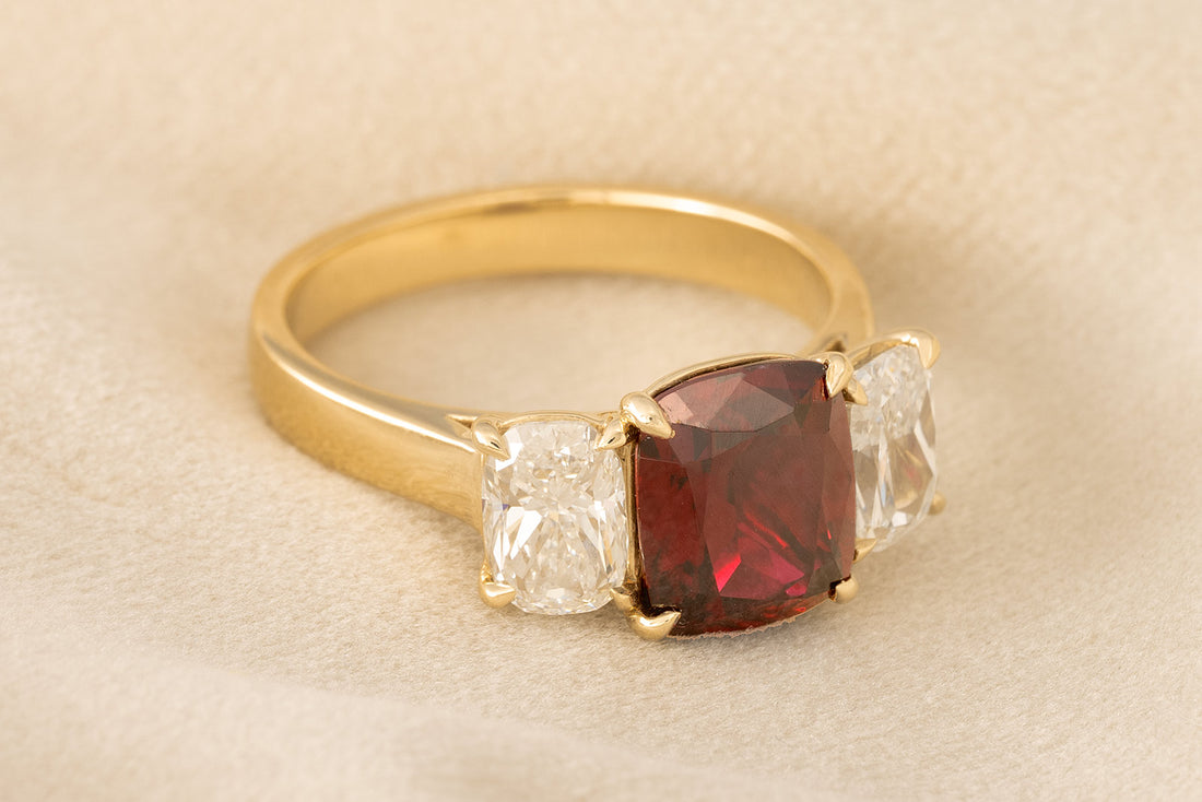 The Cooper - A Bold 6.70ctw Cushion-Cut Lab Grown Gemstone with 2 Cush ...